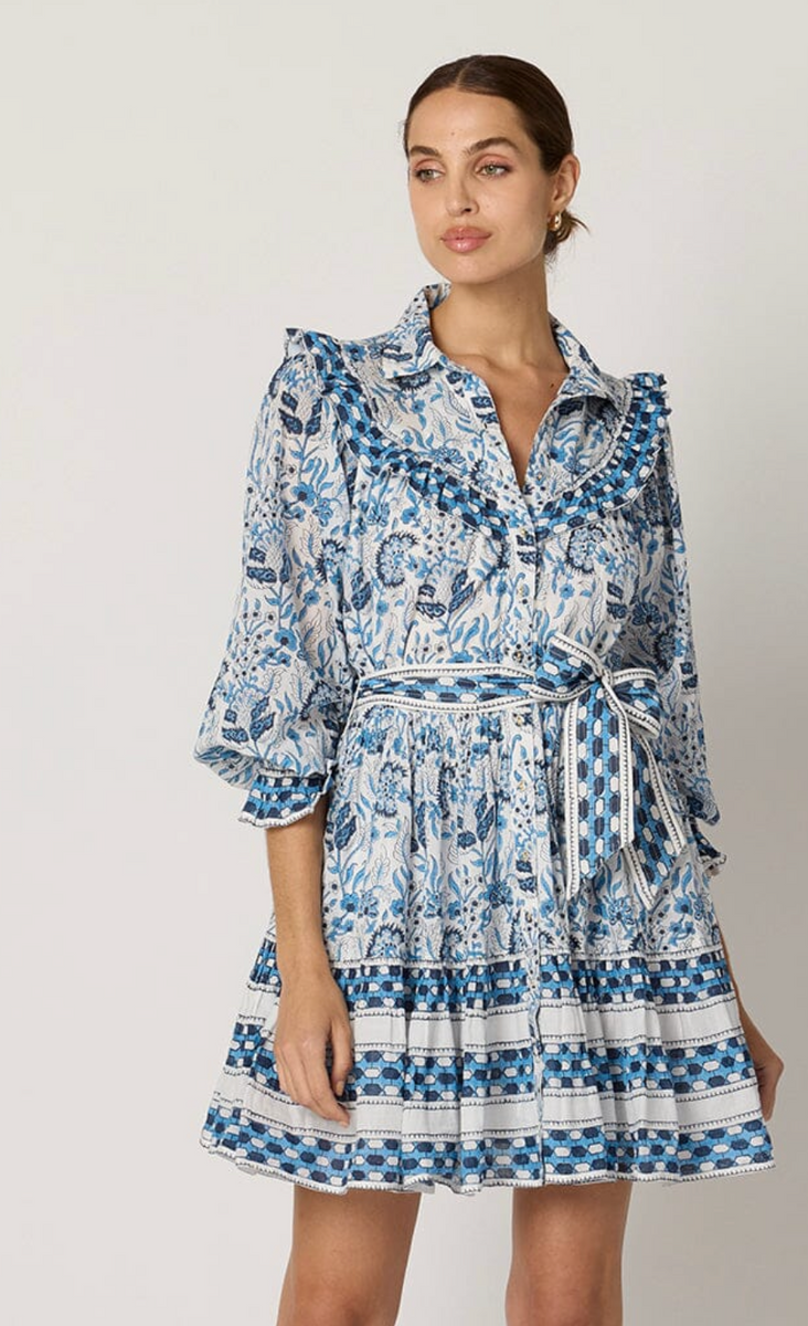 Lotte Mini Dress in Vintage Blue – II Brunettes